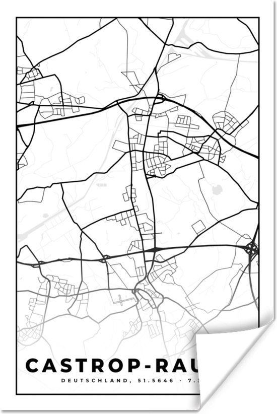 Poster Castrop-Rauxel - Plattegrond - Kaart - Stadskaart - 40x60 cm ...
