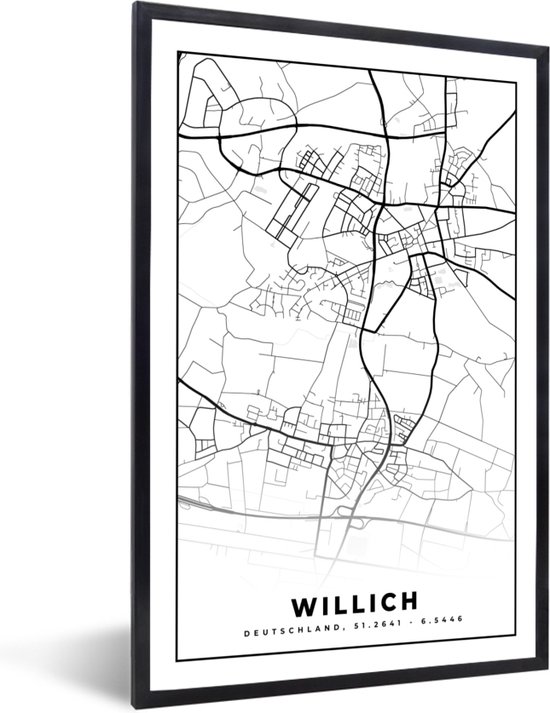Fotolijst incl. Poster - Kaart - Willich - Plattegrond - Stadskaart ...