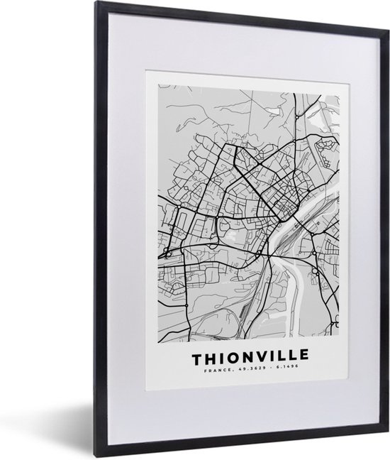 Cadre photo avec affiche - Thionville - Carte - France - Carte - Plan ...