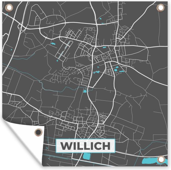 Tuin poster Stadskaart – Plattegrond – Duitsland – Blauw – Willich ...