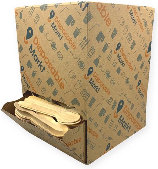 750 stuks houten lepel in Dispenser Box - Houten bestek - lepel - bio ...