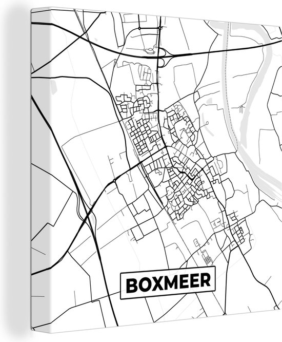 Canvas Schilderij Plattegrond - Boxmeer - Kaart - Stadskaart - 90x90 cm ...