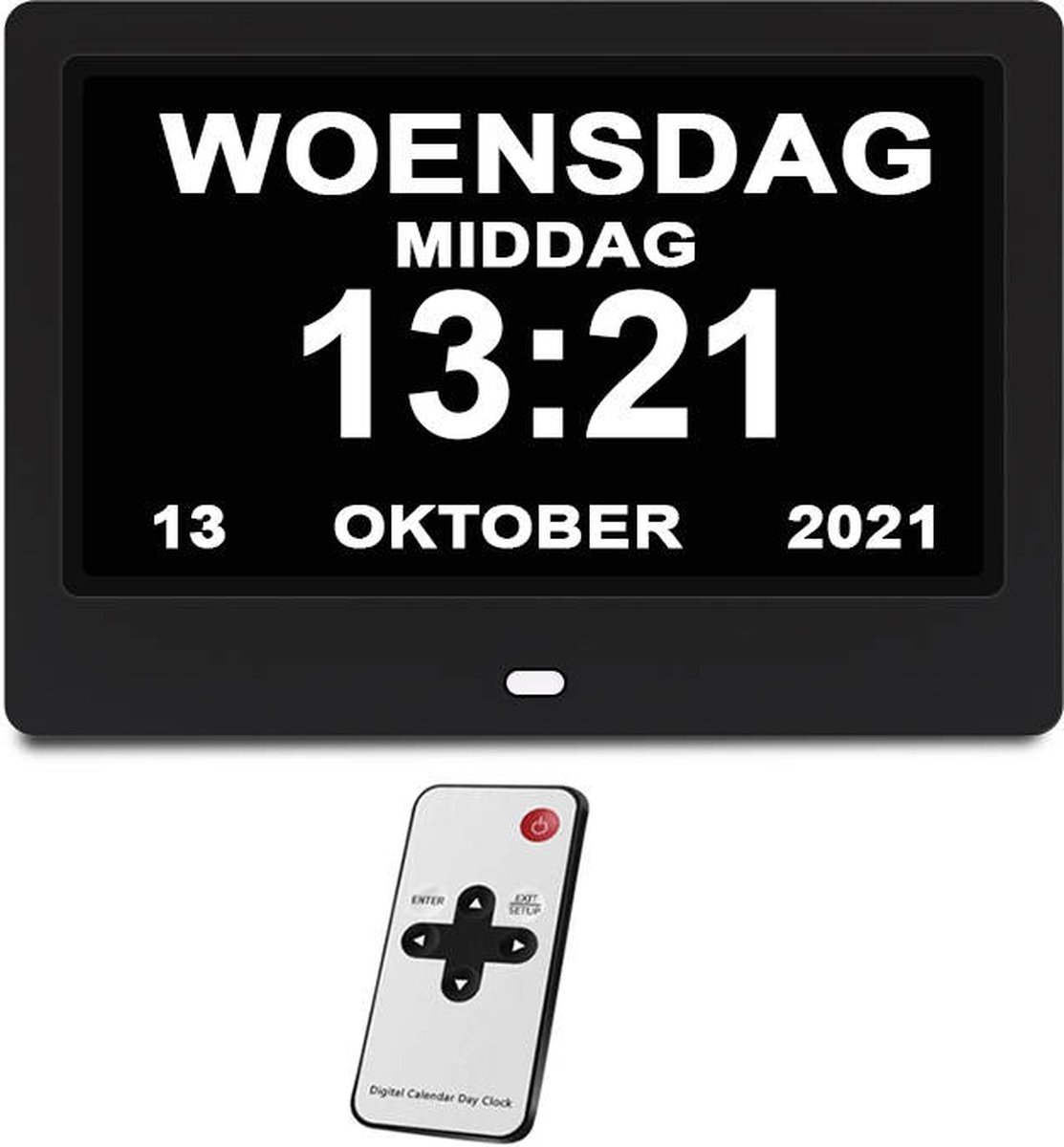 Digitale Dementieklok - Kalenderklok met Datum, Tijd, Alarm - Ochtend ...