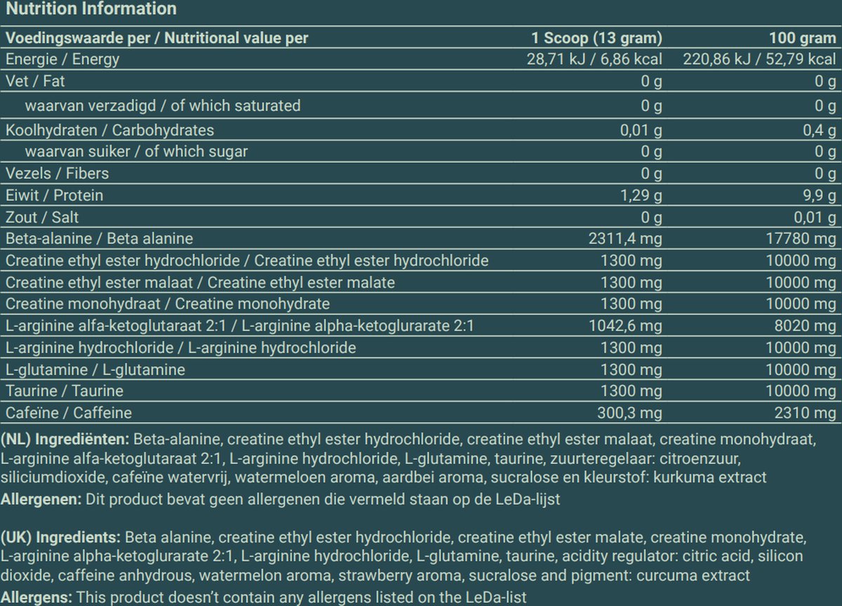 Xtreme Pre Workout | Watermeloen Aardbei | 300 Gram | Sportpoeder ...