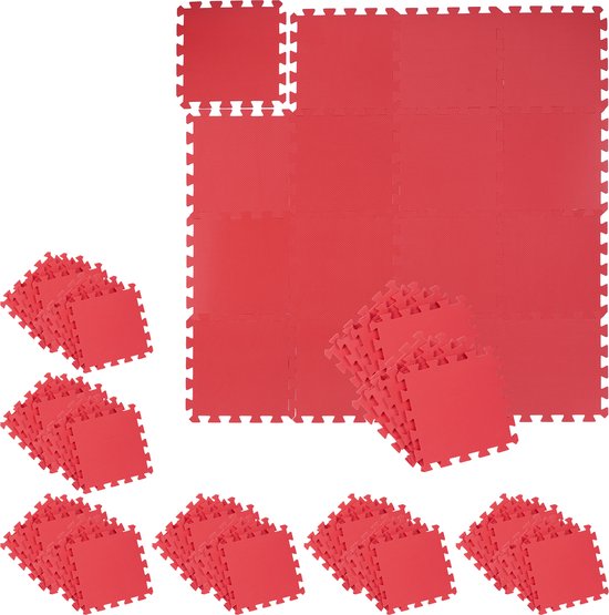 Relaxdays 72x beschermmat fitness - rood - sportmat vloer - onderlegmat ...