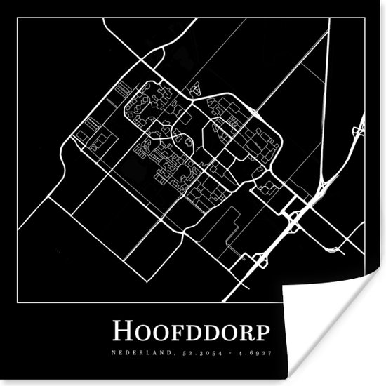Poster Plattegrond - Hoofddorp - Kaart - Stadskaart - 50x50 cm | bol