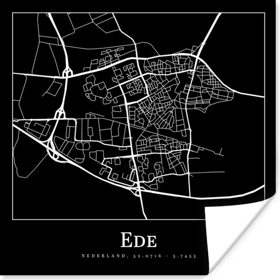 Poster Ede - Stadskaart - Kaart - Plattegrond - 75x75 cm | bol
