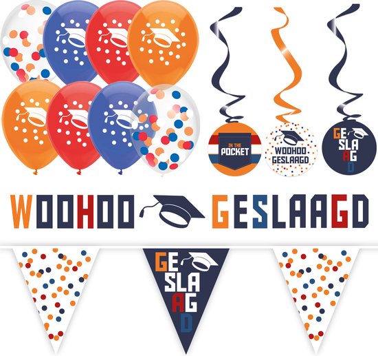 Partylove.nl® Geslaagd Versiering Pakket Graduation - 26 items - Woohoo ...