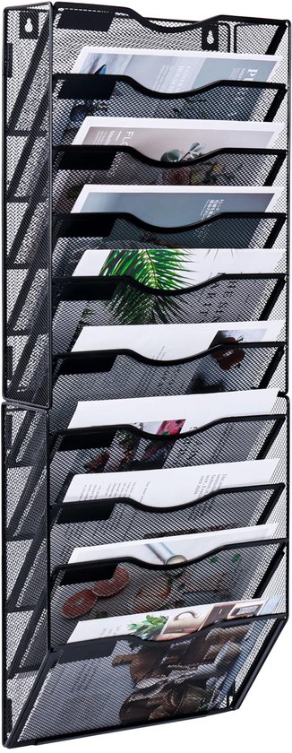 Solinxe krantenhouder met 10 vakken, metalen krantenstandaard ...