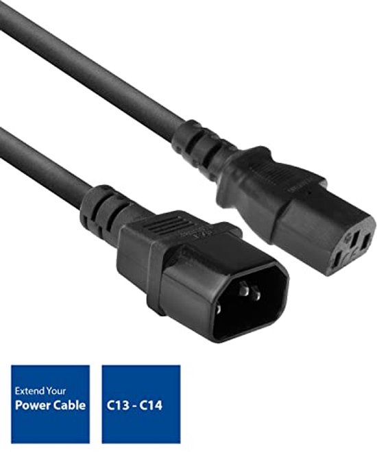 Stroomkabel C13 naar C14 Verlengkabel 1,8m 230V IEC - Zwart | bol