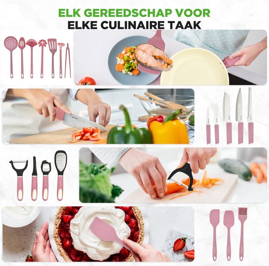 NutriChef 54-Delige Marmeren Kook- en Bakset – Inductiegeschikt ...