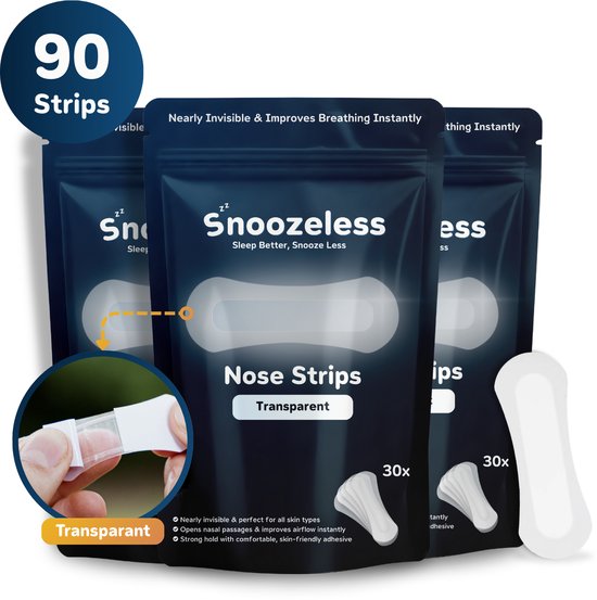 Snoozeless Transparante Neusstrips – Neuspleisters tegen Snurken & voor ...