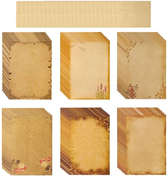 Vintage Envelopes, Stationery Set, 48 Sheets Stationery Vintage, Motif ...