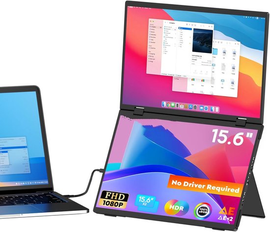 15.6" Draagbare Monitor – Full HD 1080p IPS Scherm met 360° Rotatie ...