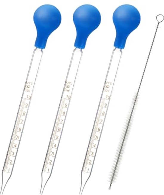 Glazen meetpipetten set van 3 - 10 ml - Laboratorium pipet met rubberen ...