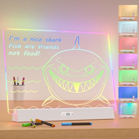 Oplaadbaar LED Whiteboard met 9 Lichtmodi - Neon Notitiebord voor ...