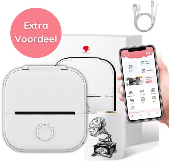 Phomemo Mini Fotoprinter voor telefoon - Draadloos - Incl. App & 1 Rol ...