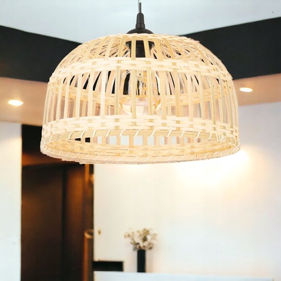 Zwarte Bamboe Hanglamp Boho 38cm - Natuurlijk Design | bol