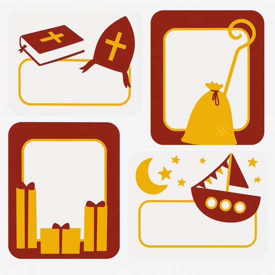 50x Sinterklaas Naam Etiketten – Cadeaustickers – 4 x 5 cm – Rood ...