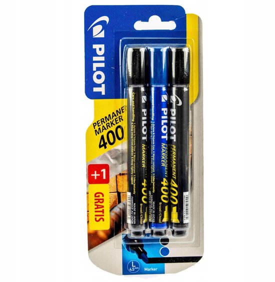 Pilot permanente markers zwart en blauw - Set van 3 | bol