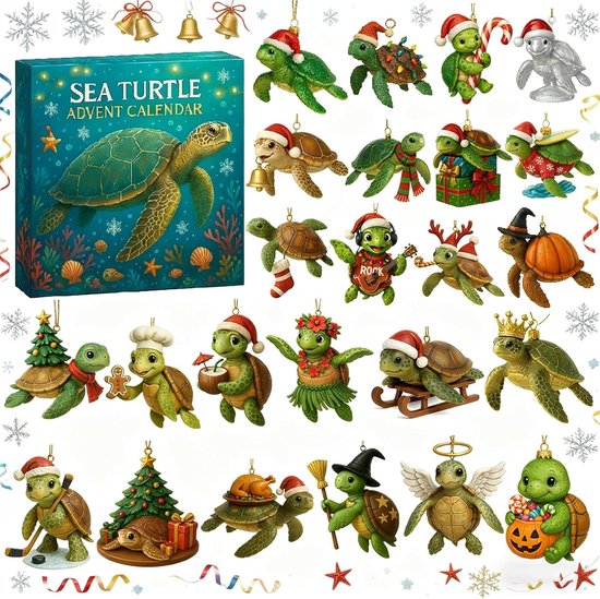 Turtle Advent Calendar - 24 schattige zeeschildpaddecoraties ...