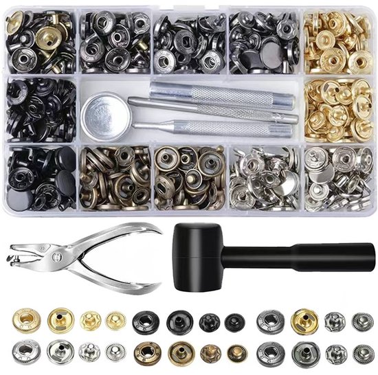 120 Sets Drukknopen Set - Verschillende Kleuren Knopen Set incl Gaten ...