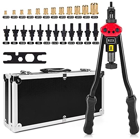 16 inch Blind Riveter Tool | Rivnut Riveting with 12 Mandrels and 115 ...