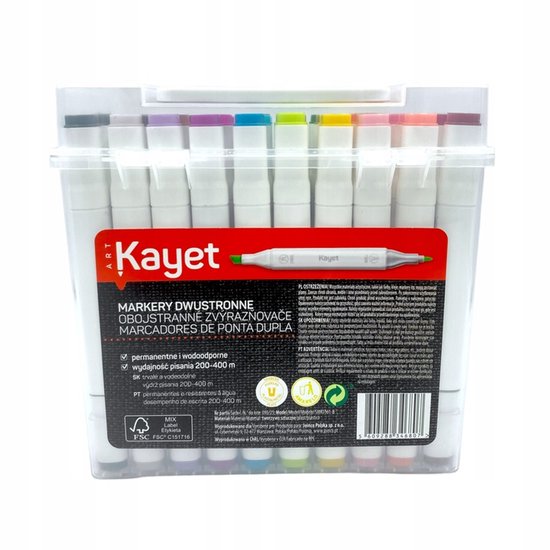 Kayet dubbelzijdige markers - 60 levendige kleuren | bol