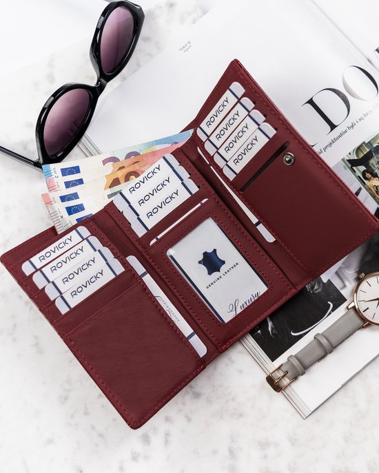 Damesportemonnee van leer H23-3-SH9-BL-2182 Rood | bol