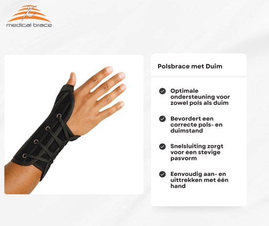 Polsduim brace van Medical Brace - Quervain brace- Carpaaltunnel ...