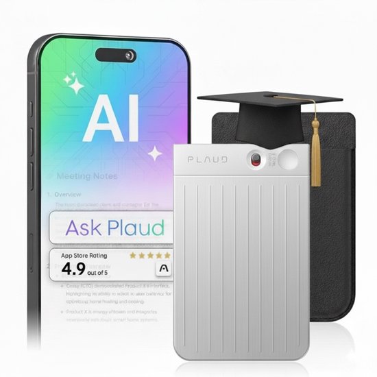 PLAUD NOTE Studentenversie Zilver gekleurd - AI Voice Recorder - 64gb ...