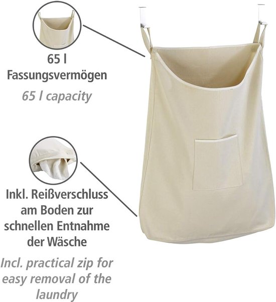 Over-deur wasmand beige - wasmand inhoud: 65 l, katoen, 52 x 81 x 10 cm ...