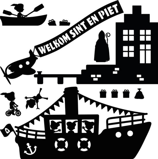 Raamsticker Intocht Sint en piet - Rood - 60-x-60-cm 60 x 60 c | bol