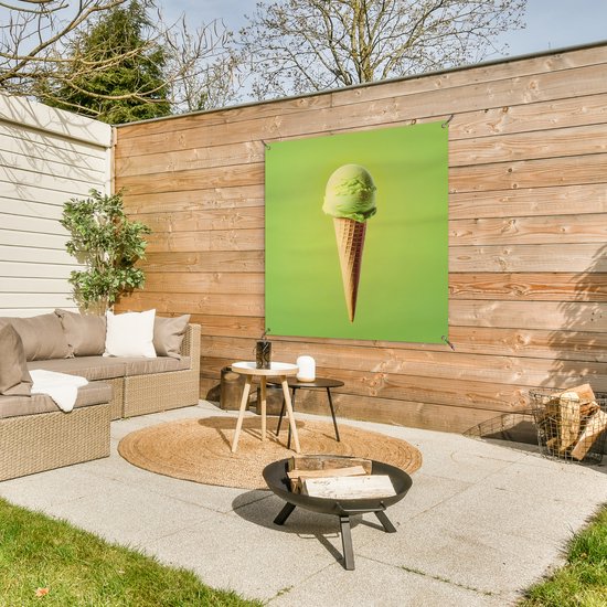 Tuinposter 100x100 cm - Tuindecoratie Hoorntje - Schepijs - Groen ...