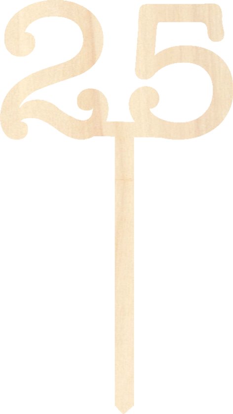 Houten taarttopper / caketopper – cijfer 25 – verjaardag / jubileum ...