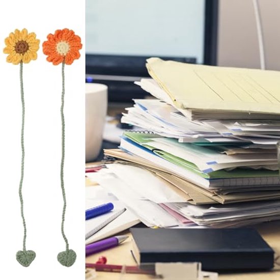 6e Gehaakte Bloemenbladwijzers, Handgemaakte Zonnebloem Gebreide ...
