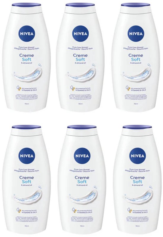 NIVEA Crème SofT Hydraterende BATH Crème - Voordeelverpakking - 6 x 750 ...