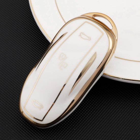Zachte TPU Sleutelcover - Wit Goud Metallic - Sleutelhoesje Geschikt ...