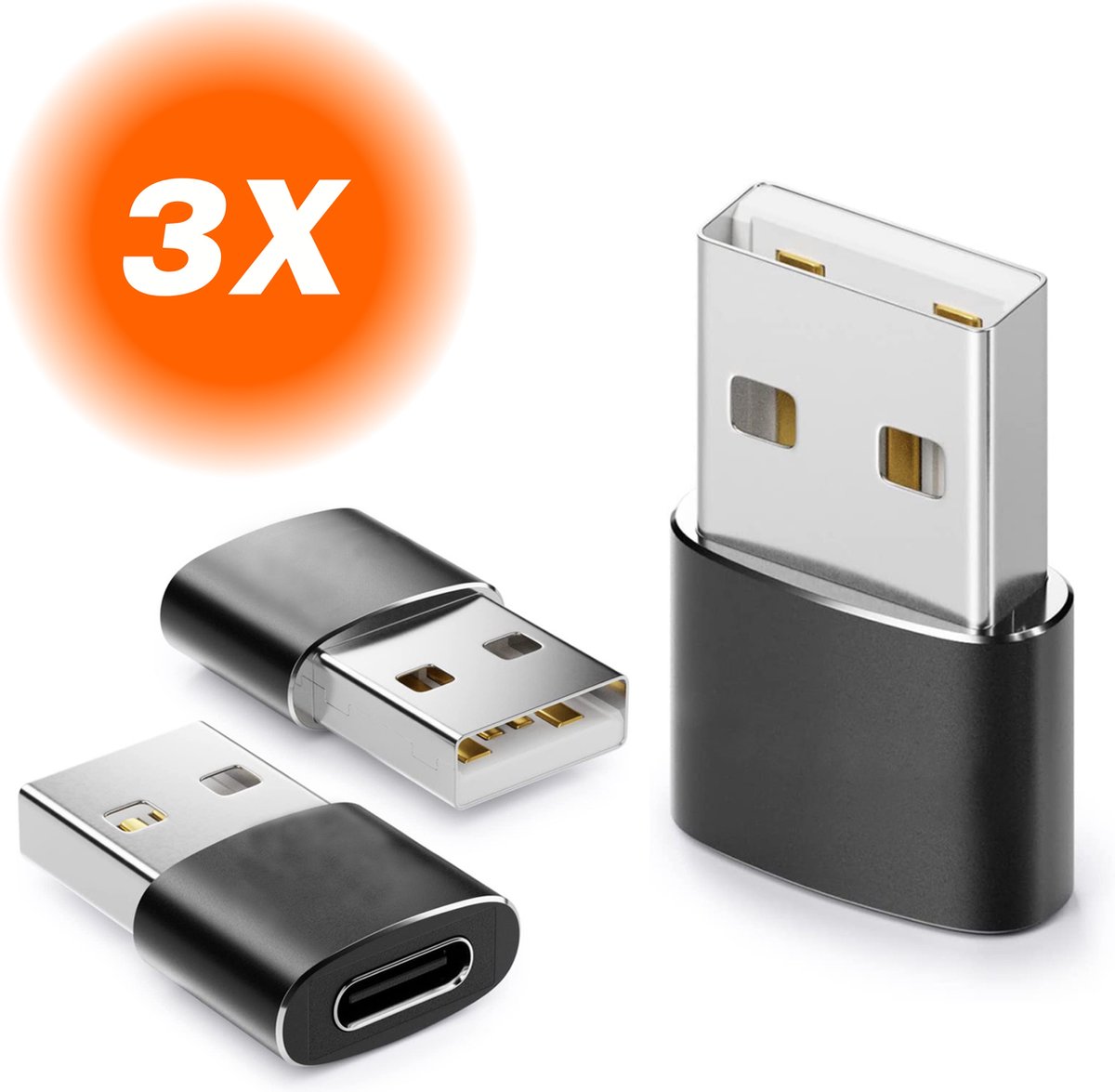 Dutch Quality® - 3 set - USB-A naar USB-C Adapter - USB A to USB C ...