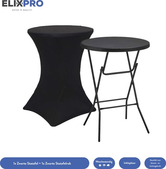 ElixPro 1x Statafel + 1x Zwarte Statafelrok - Partytafel - Weerbestendig en Robuust -... | bol.com