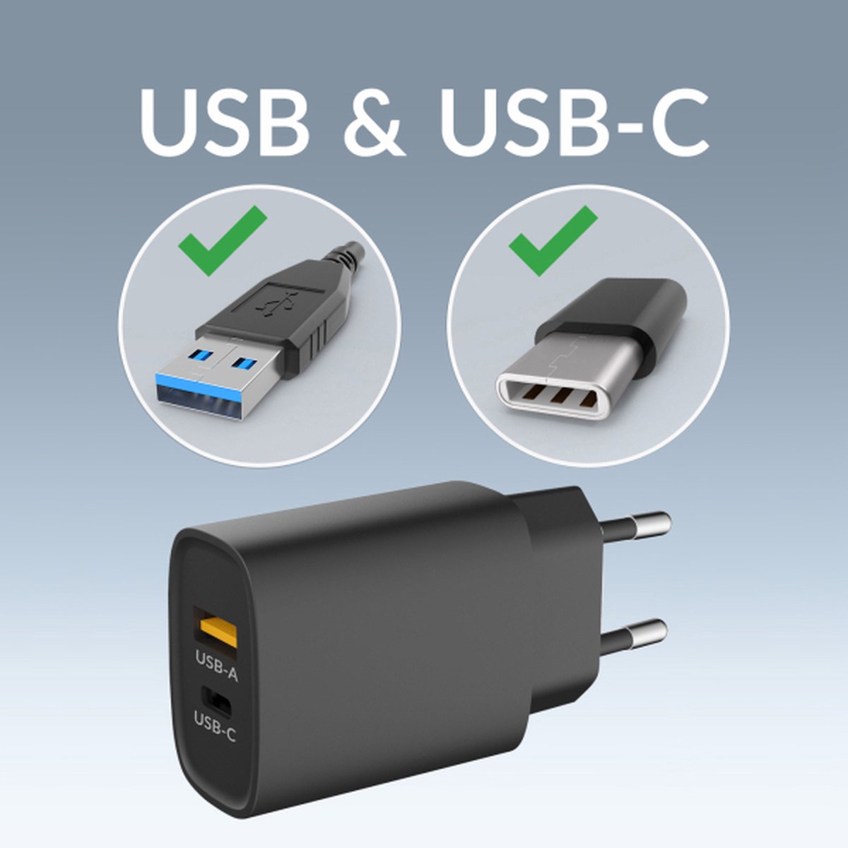 Mobilize 25W Power Delivery / PPS Charge USB-A en USB-C Adapter Zwart | bol