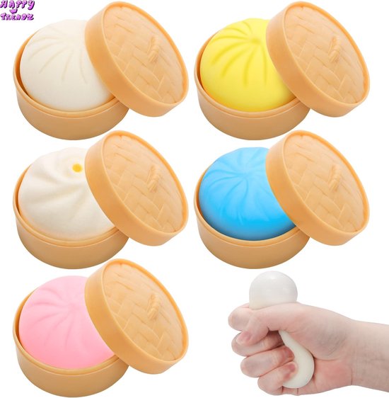 Happy trendz Squishy Dumpling Stressball - 2 stuks - Bao Bun Food Toys ...