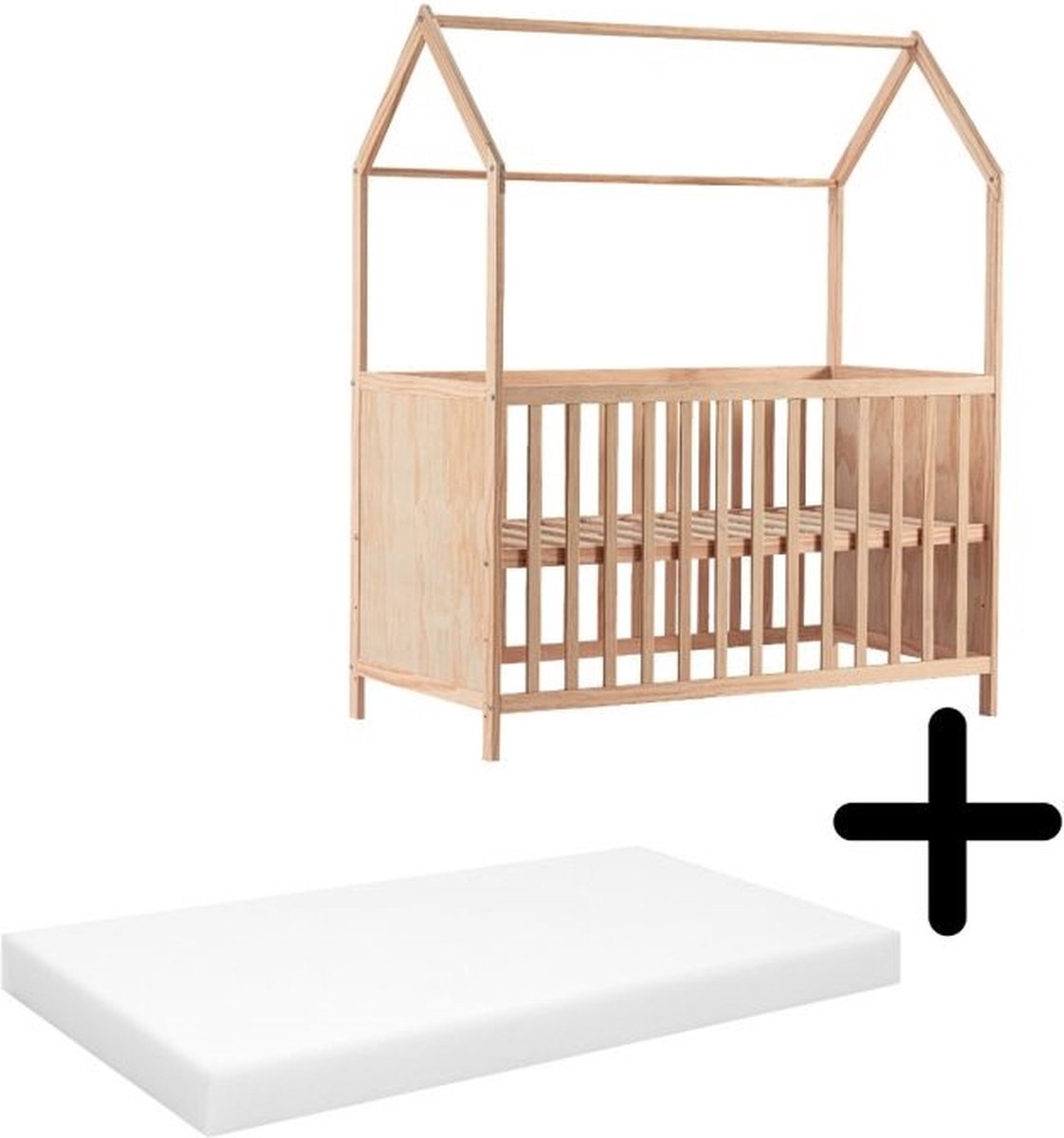 Cabino Sterre babybed / Ledikant Huisje + Matras - verstelbare bodem ...
