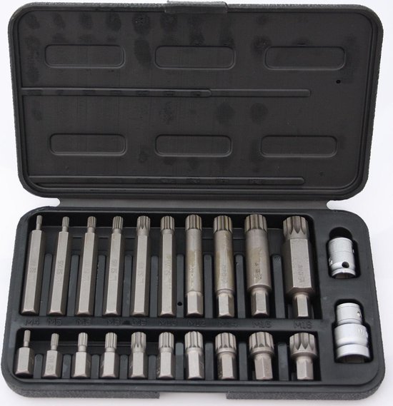 Bitset veeltand (30, 75 mm) - Spline Bit Set 22-delig (M4 - M18) met 2 adapters 1/2... | bol