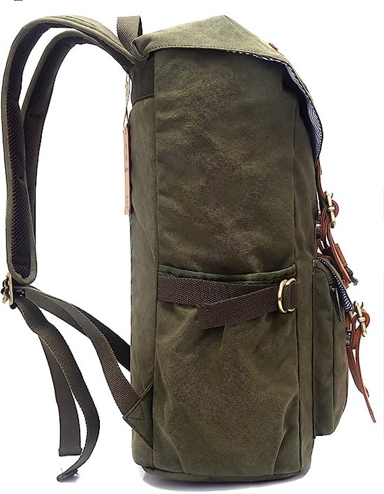 Outdoor Canvas Rugzak, Waterdicht Reizen Wandelen Kamperen Rugzak Tas ...