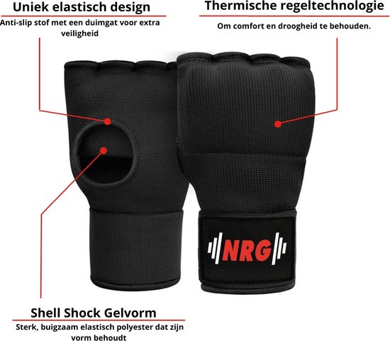 NRG Boxing - Bandage Boksen - Binnenhandschoenen Boksen - Zwart ...