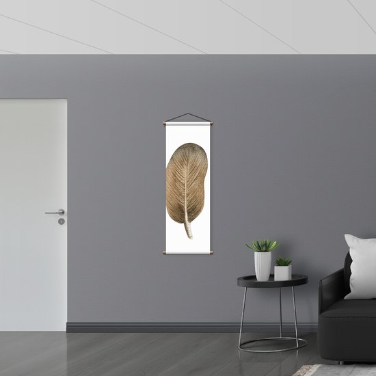 Textielposter - Tekening van Bruine Dierenveer tegen Witte Achtergrond - 40x120 cm... | bol