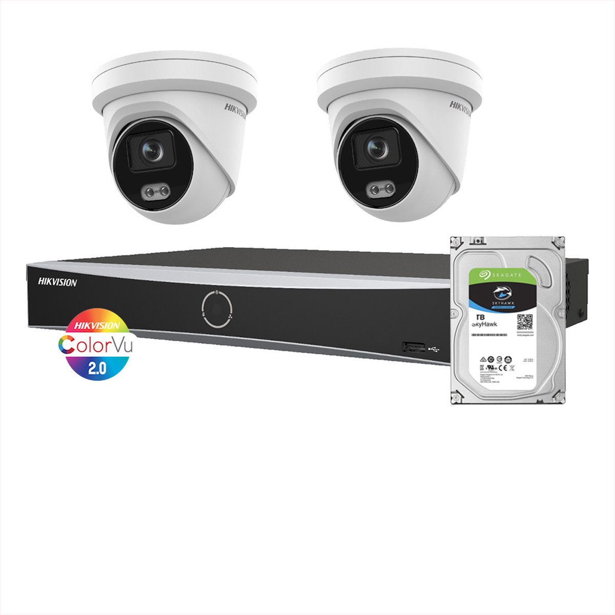 2x 4MP IP ColorVu buiten camera's met NVR + 1TB | bol.com