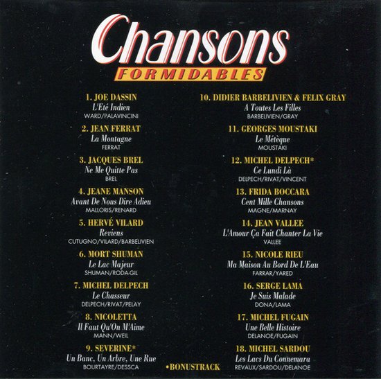Chansons Formidable, CHANSONS FORMIDABLE | Muziek | bol