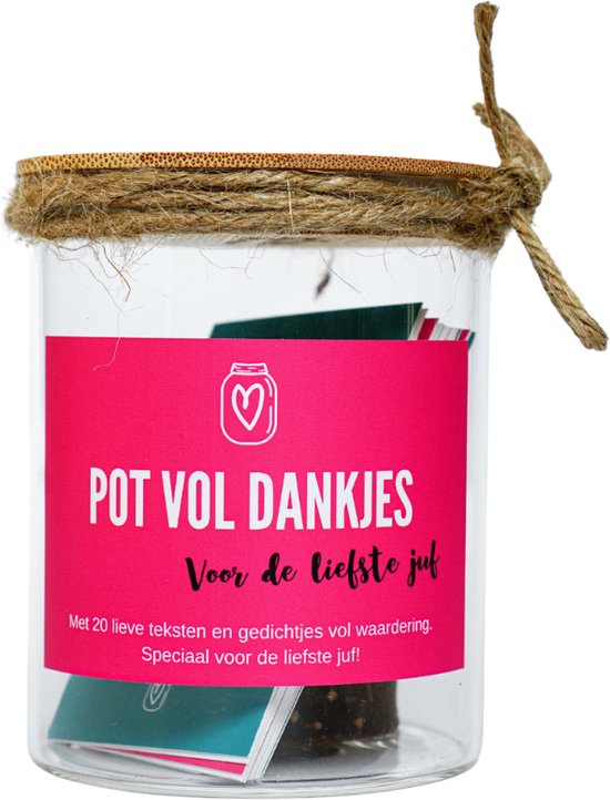 Pot Vol Dankjes - voor de liefste Juf! - cadeautje voor de juf | bol